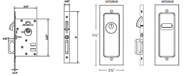 Keyed Pocket Door Locks - Cavity Locks from Lockwood